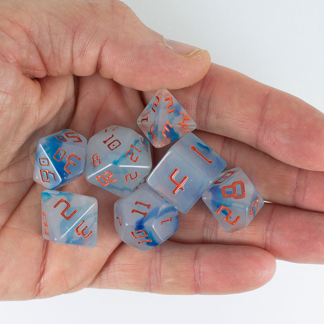 Starfarer 'Cyborg' Grey/Blue Sci-Fi RPG dice – Paladin Roleplaying