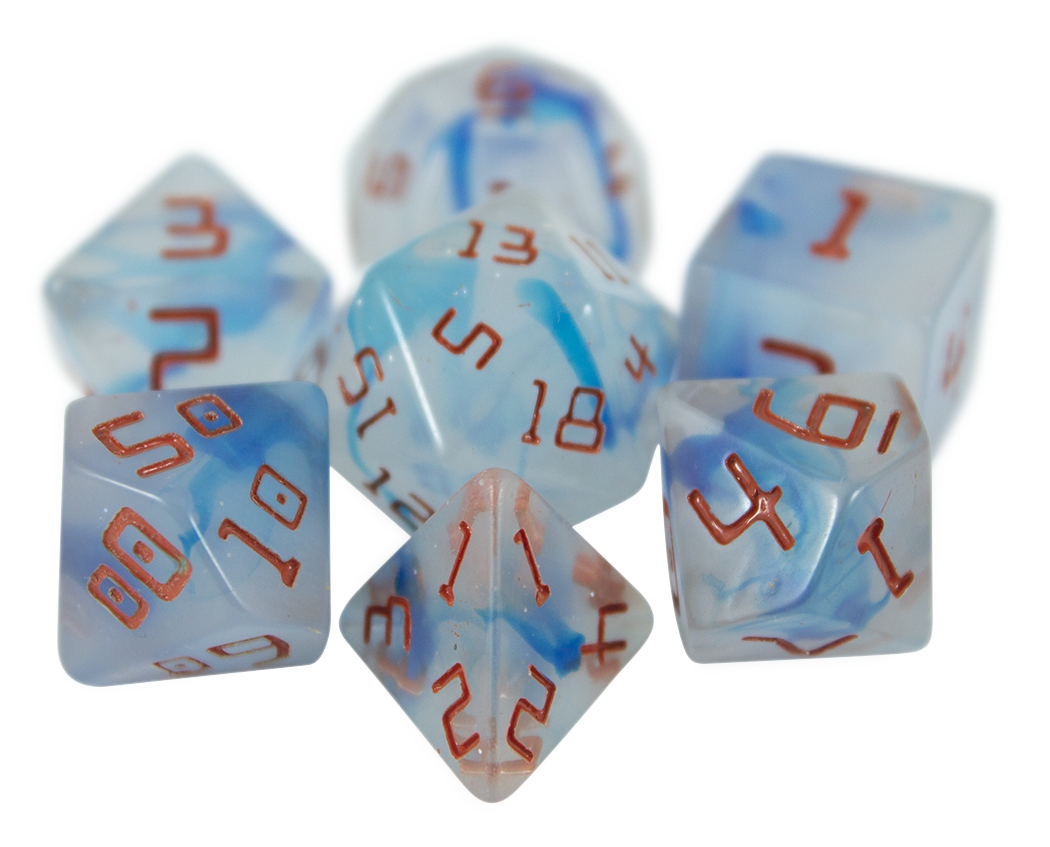 Starfarer 'Cyborg' Grey/Blue Sci-Fi RPG dice – Paladin Roleplaying
