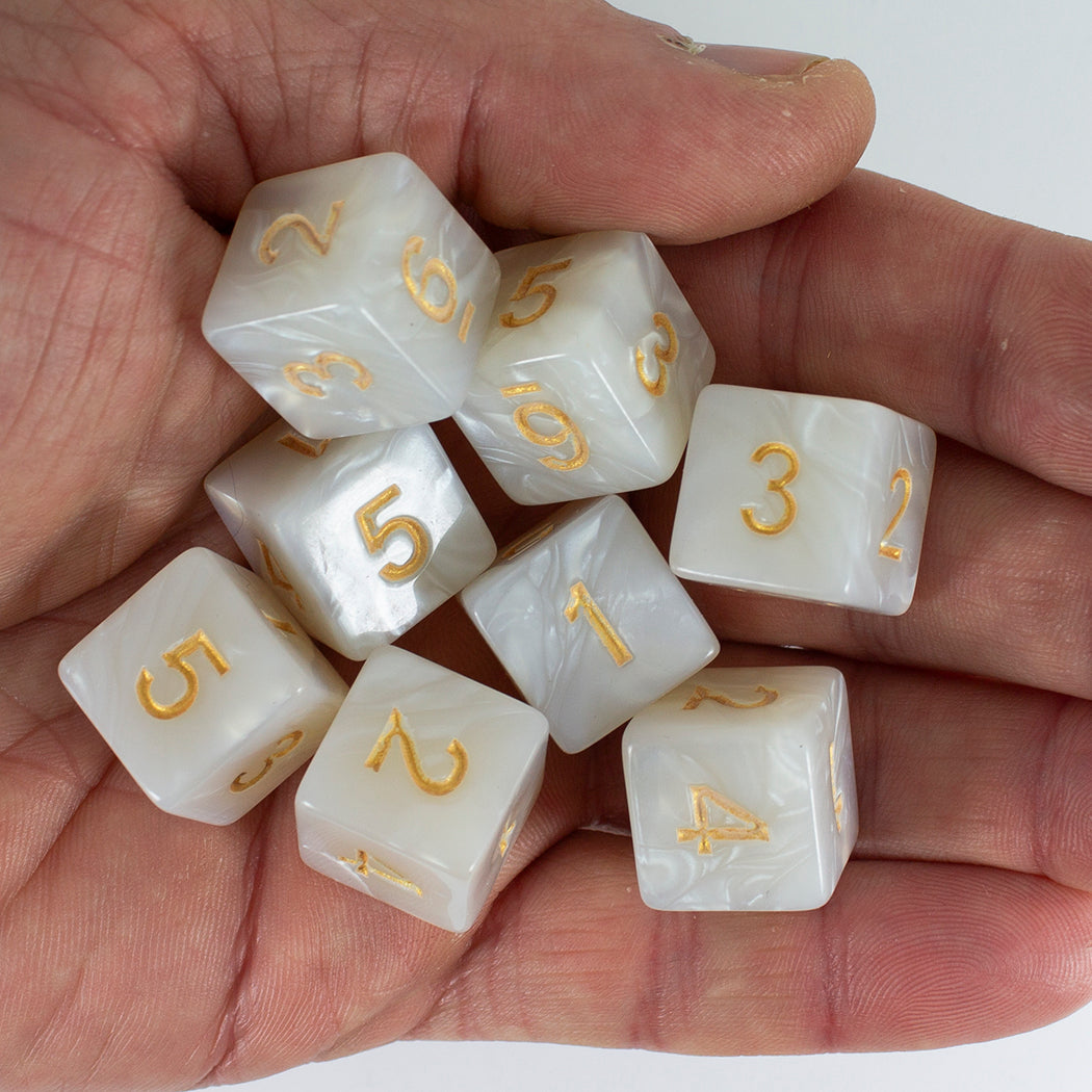 White Pearl Dice - 8D6 Set – Paladin Roleplaying
