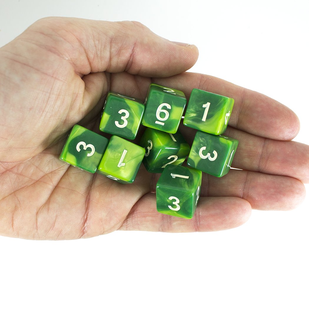 'Sylvan Glade' Marbled Green 8 D6 Dice Set – Paladin Roleplaying