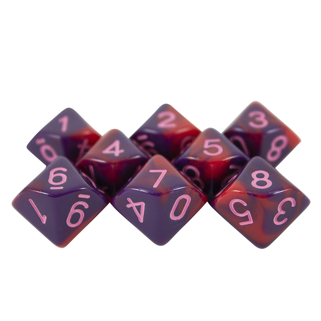 'Tiefling's Kiss' Red and Purple 8 D10 Dice Set – Paladin Roleplaying