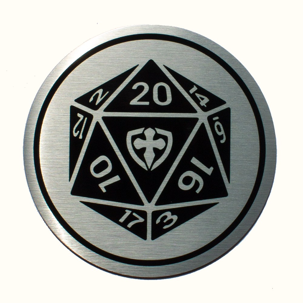 Metal D20 Coaster – Paladin Roleplaying